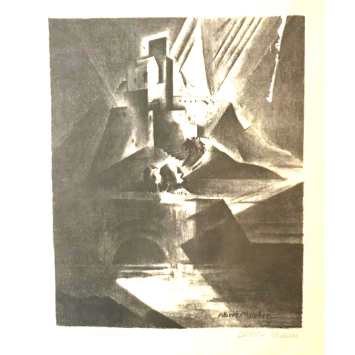 Early 20thc Signed Albert Mueller Lithograph