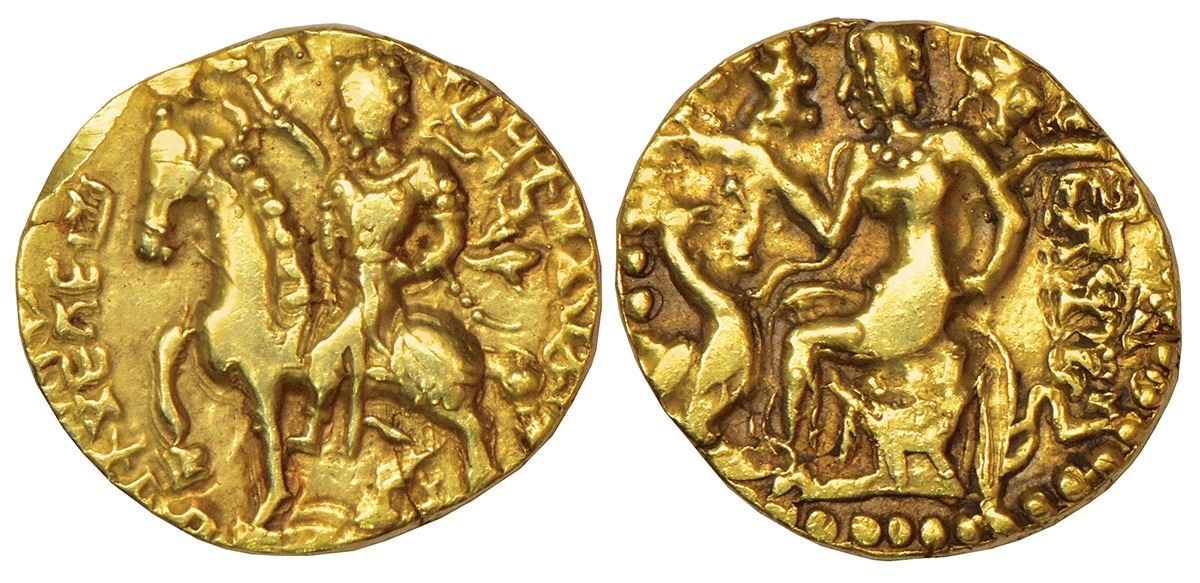 Ancient India: Gupta Empire, gold dinar of Kumara Gupta (c.415-450 AD ...