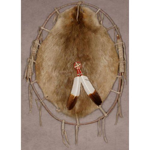 Beaver Hide on Wood Hoop.