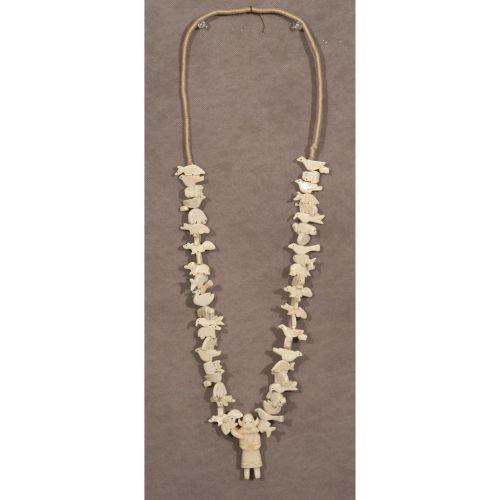 Pueblo Indian carved bone fetish necklace