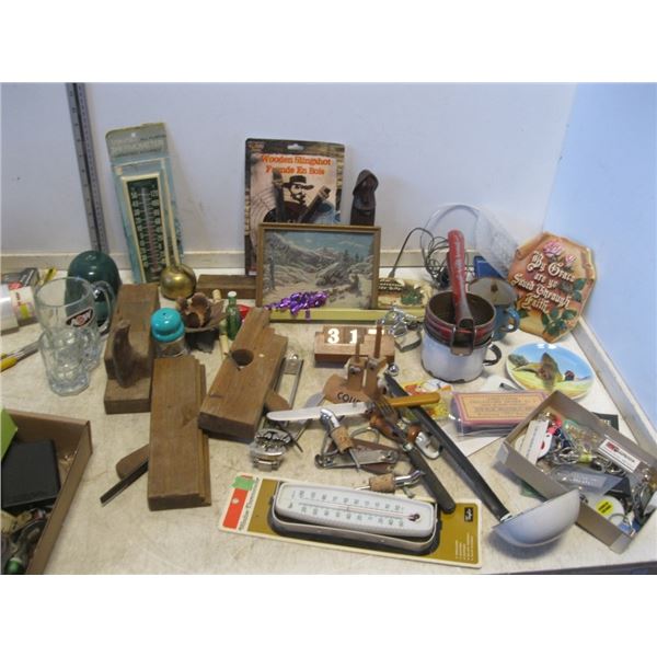 Misc Lot of Vintage Items and Texas Mickey Bottle