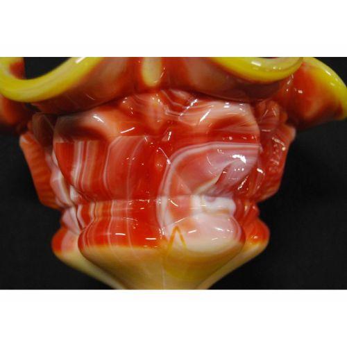 Red and Yellow Slag Glass Compote