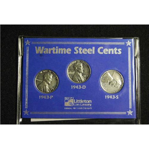 1943 United States Wartime Steel Cents Penny Set