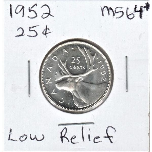 1952 Canadian Quarter - Low Relief - MS64+