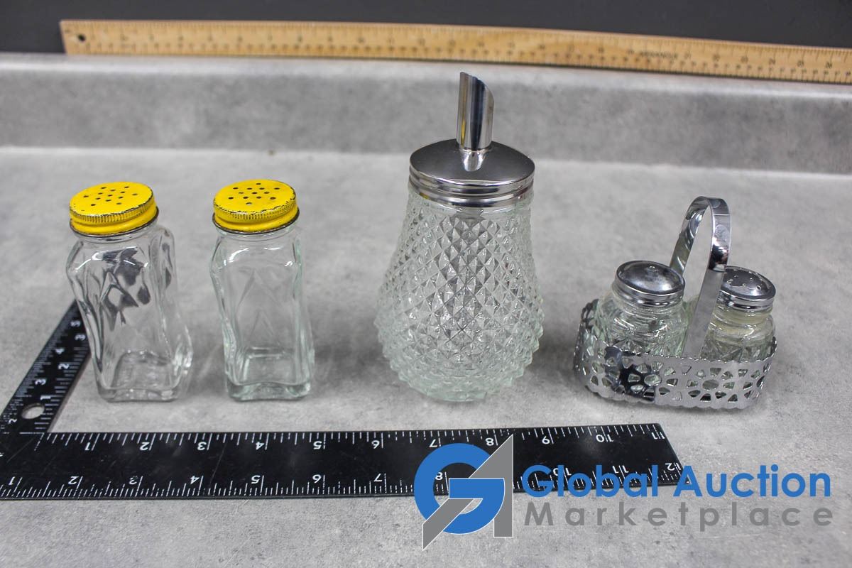 (2) Blue Ribbon Glass Spice Bottles, Vintage Glass Dispenser Bottle ...