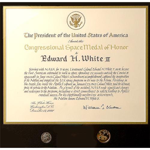 1967, NASA Space Medal of Honor Award Certificate