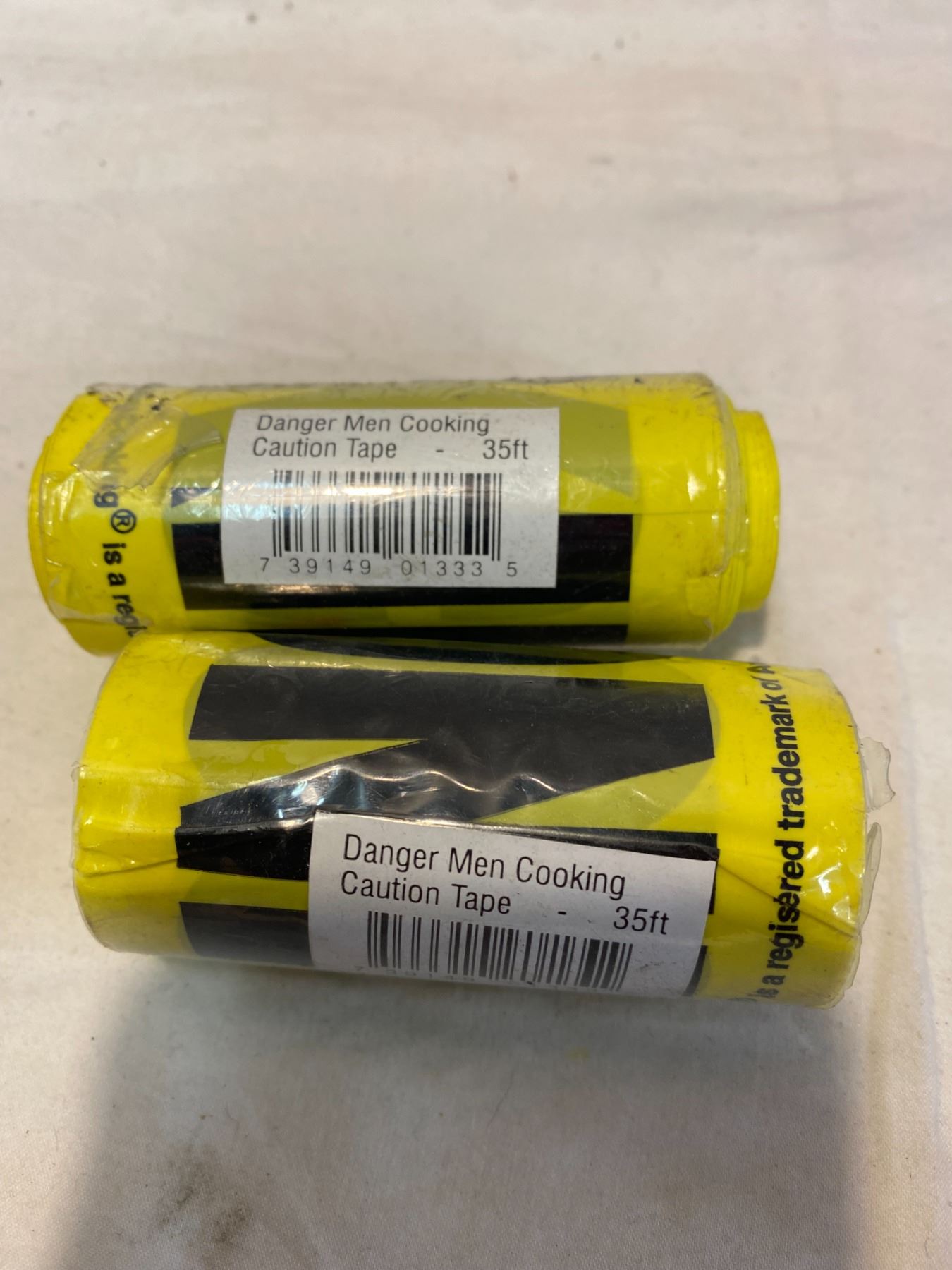 Danger men cooking caution tape