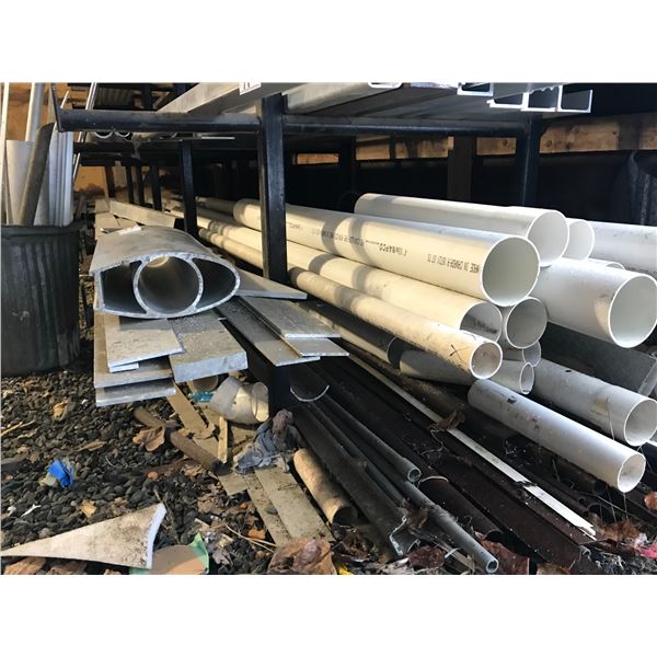 SHELF LOT OF 3 4 ALUMINUM FLAT BAR PLUS PVC PIPE STEEL FLAT BAR SHELF LOT OF 3 4 ALUMINUM FLAT BAR PLUS PVC PIPE STEEL FLAT BAR