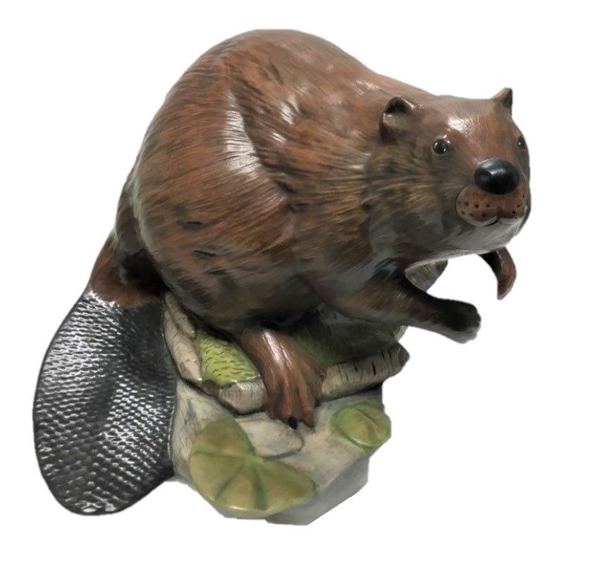 Hand Painted Ceramic Sculpture, Beaver
