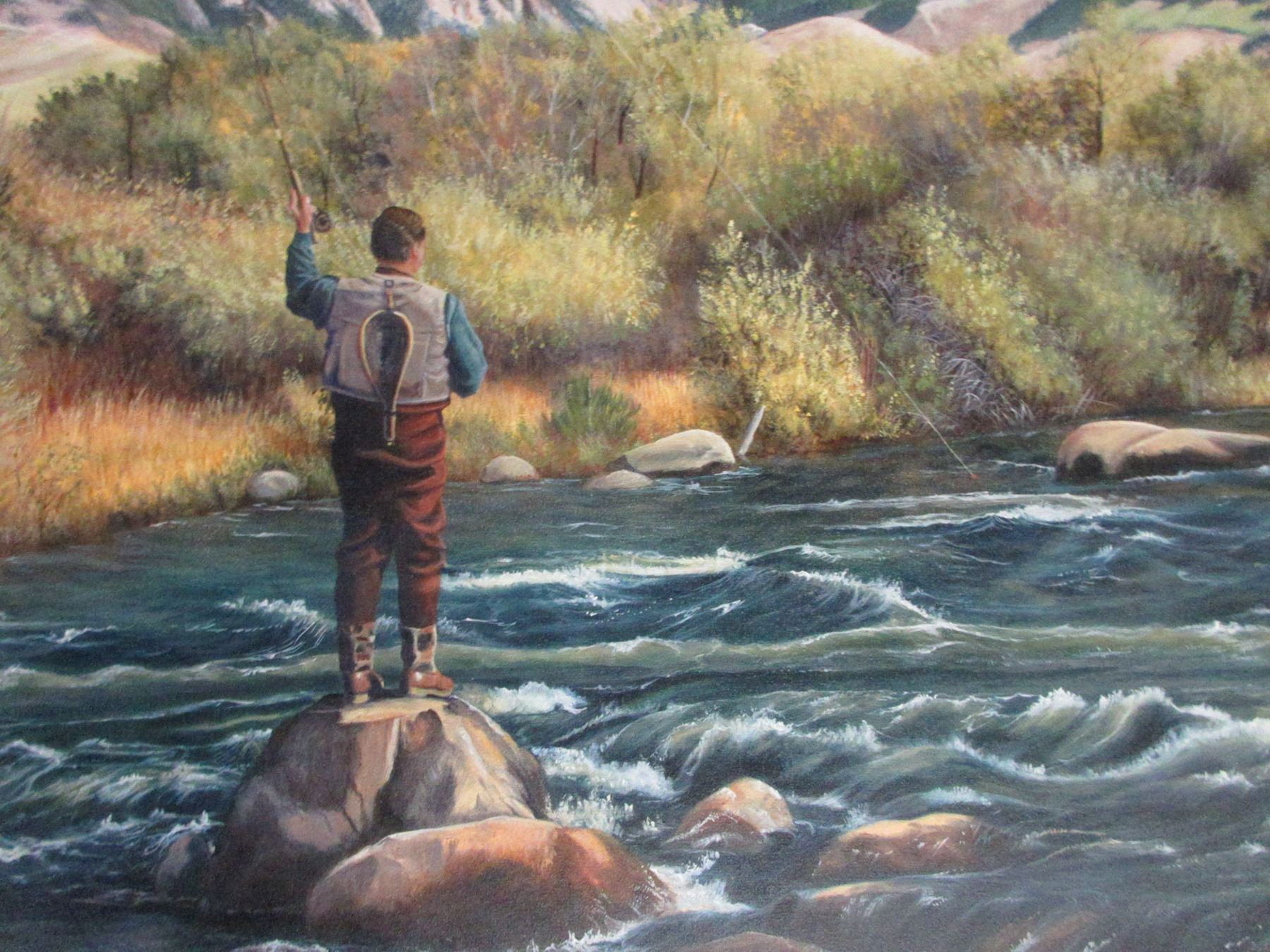 Believed To Be Original Pat Baker Acrylic- "Competition"- Bitterroot ...