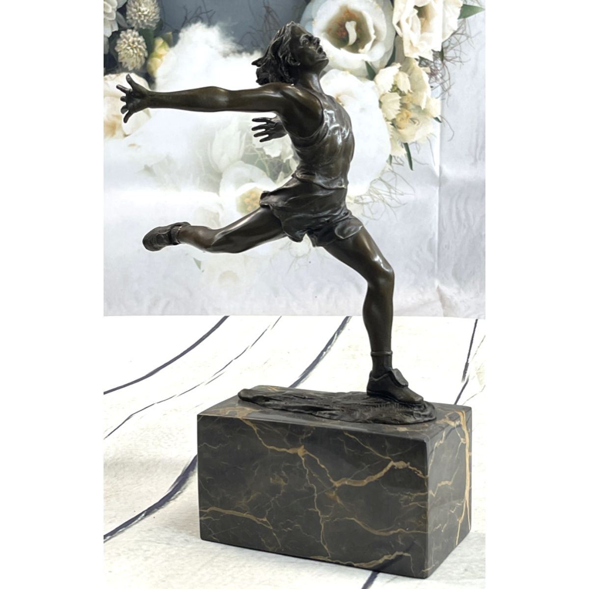 Track Marathon Runner Bronze Trophy, Sculpture