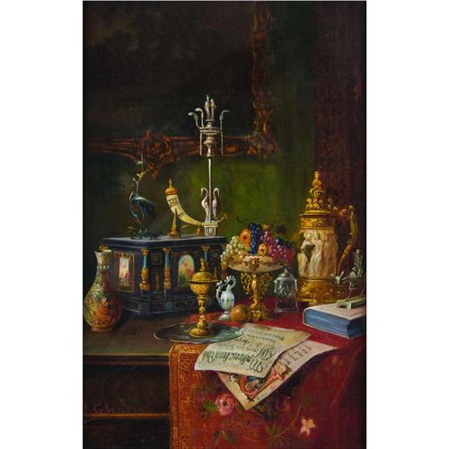 Signed Th. Schedra, 19th century Biedermeier Still Life Oil on Panel 31 ...