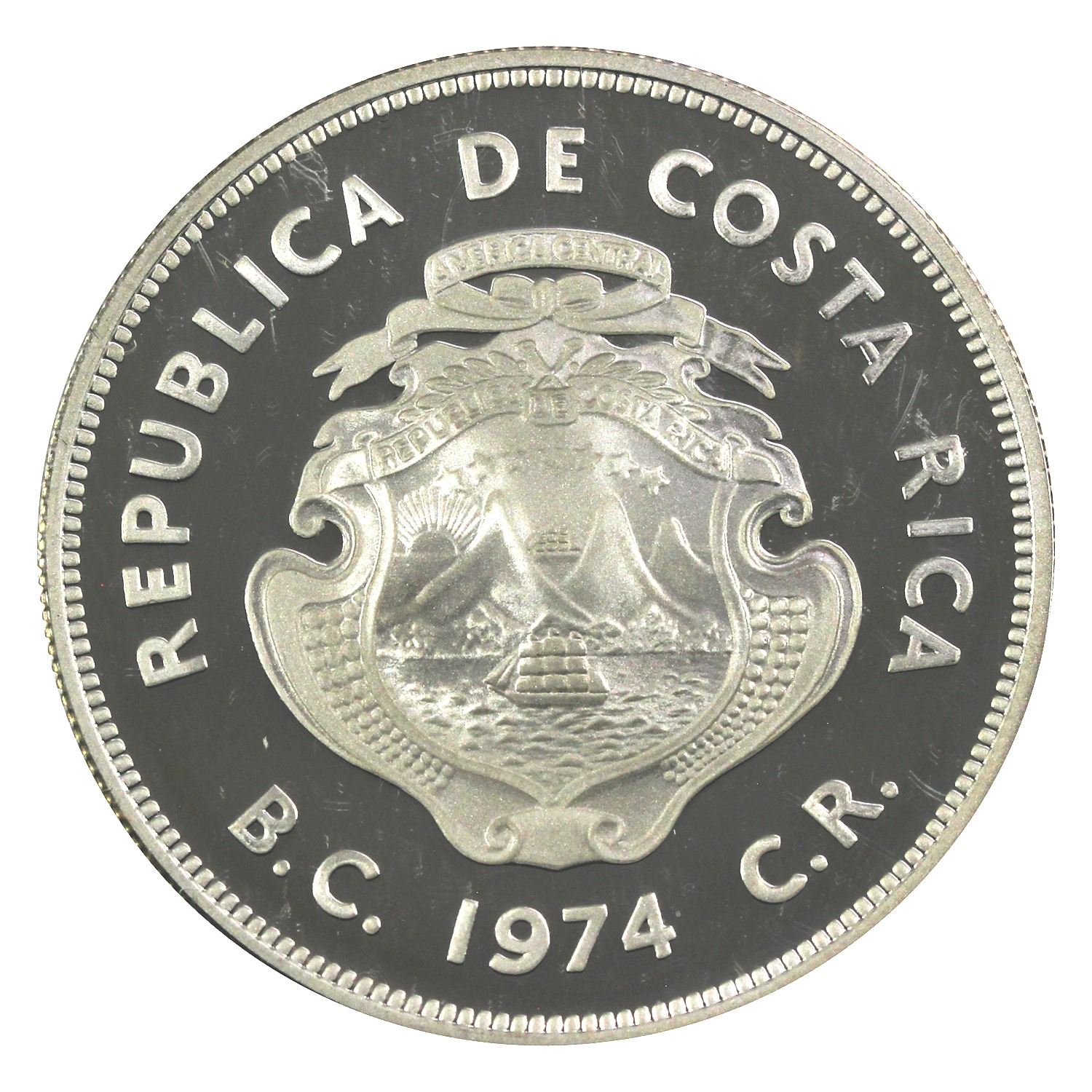 1974 Costa Rica 50 Colones, Green Turtle .925 Proof Silver Coin ...