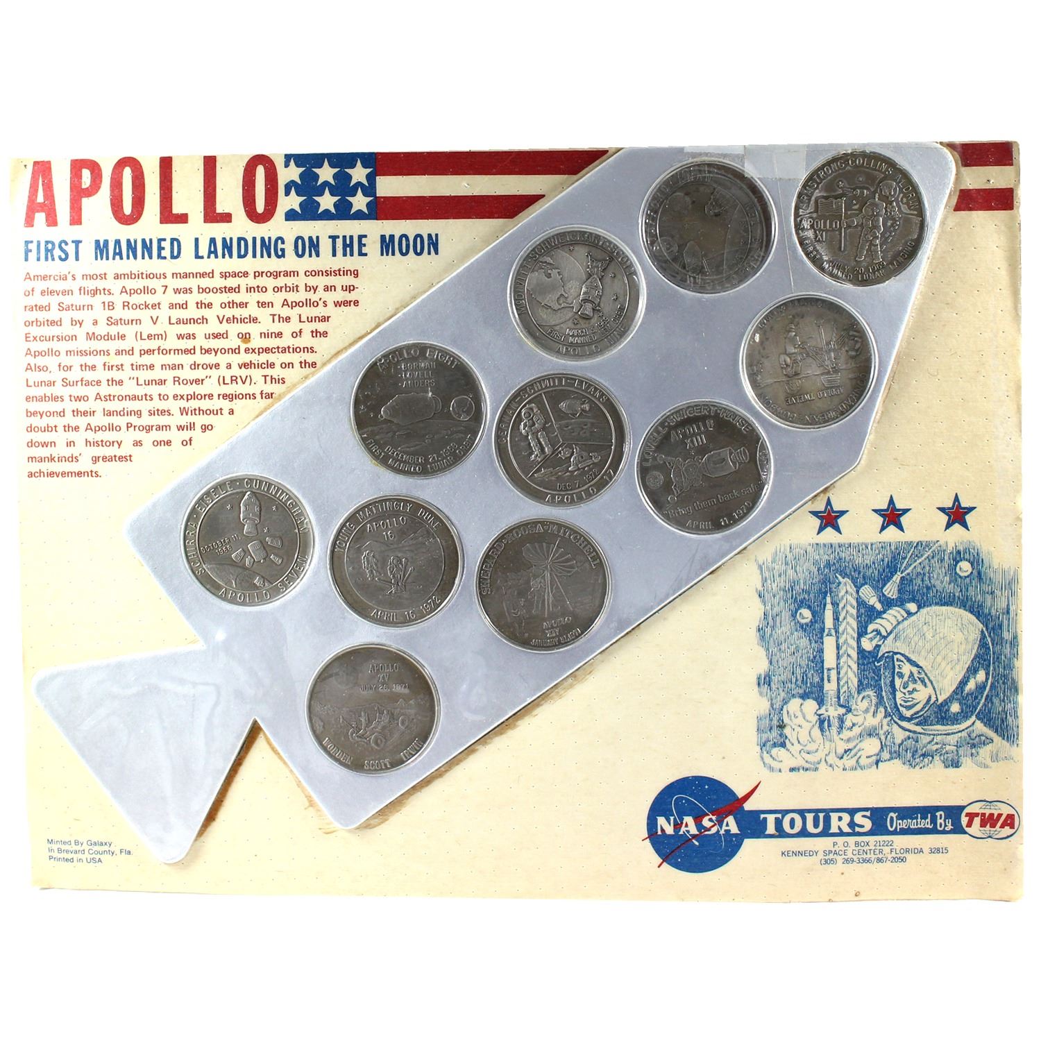 1970s Kennedy Space Center 11 piece bronze token set -Apollo-First ...