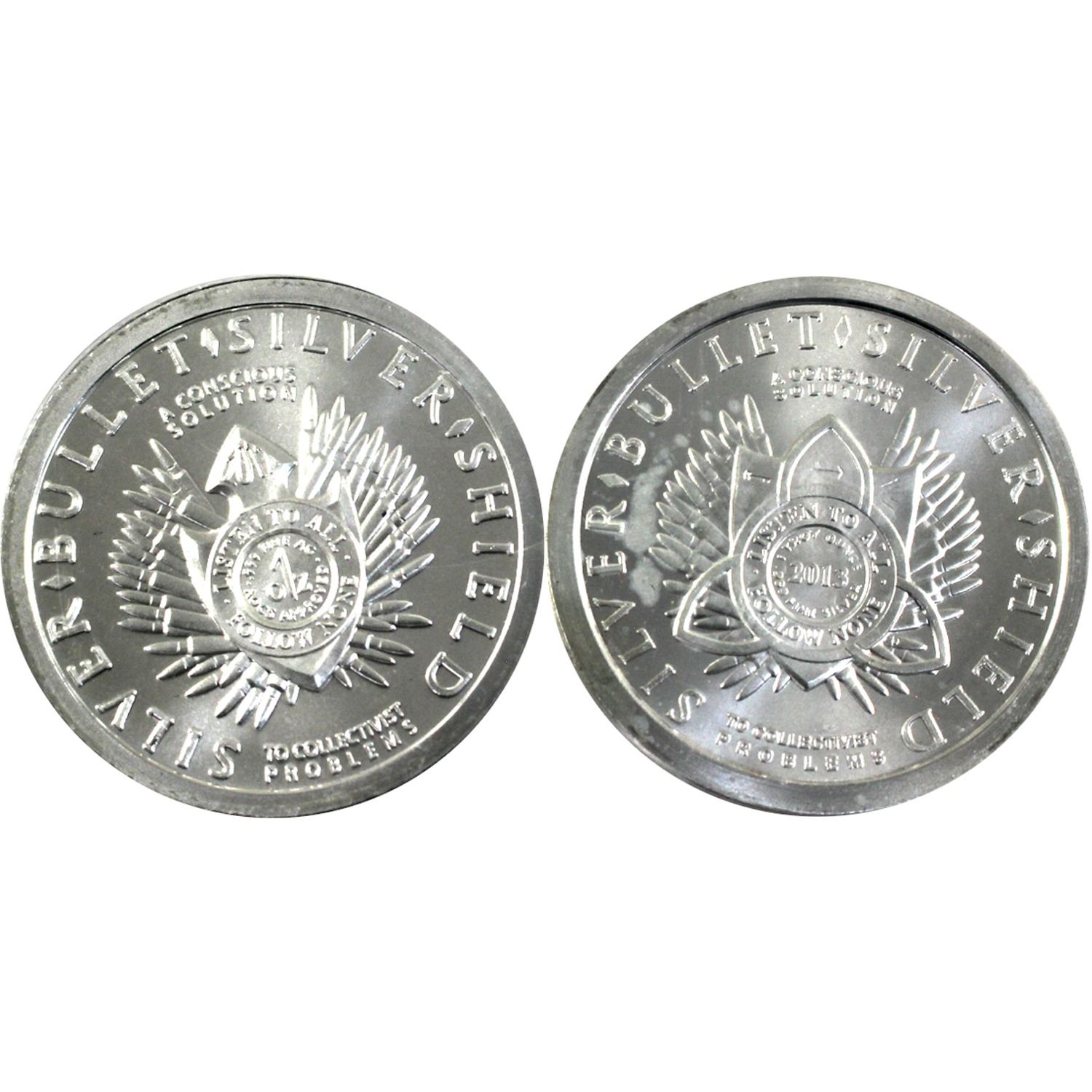 2x Silver Bullet Silver Shield Original Design 1oz .999 Fine Silver ...