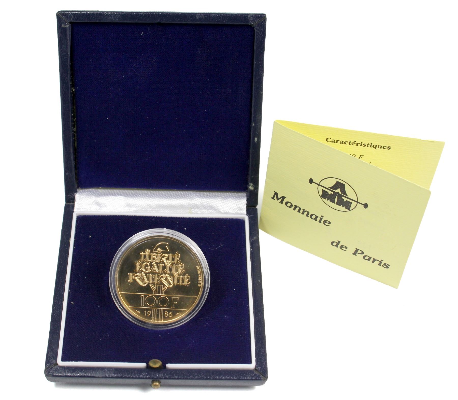 France 1886-1986 Gold 100 Francs 'Centennial of statue of Liberty' Coin ...