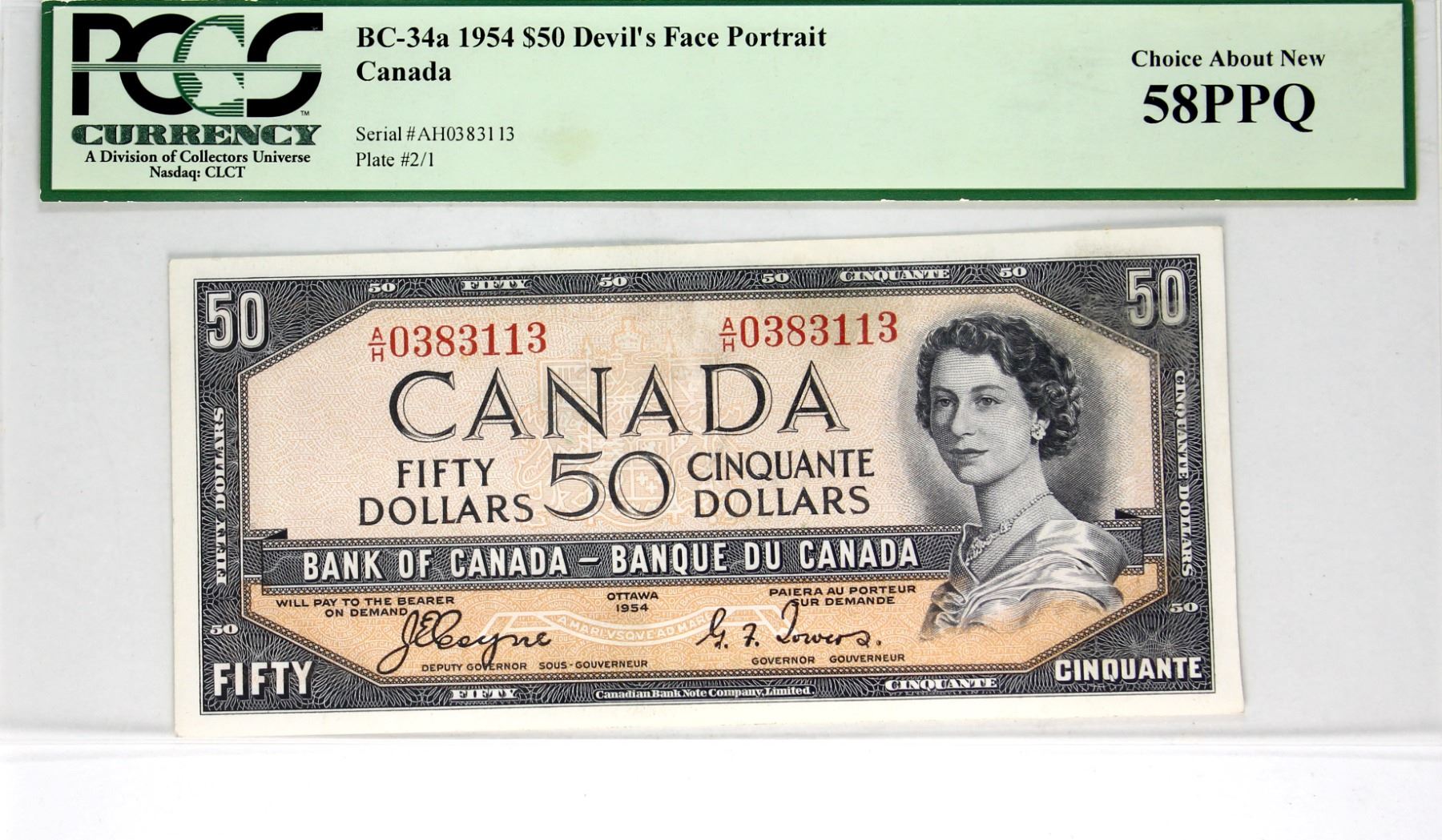 BC-34a 1954 Devil's Face $50 Coyne-Towers S/N: A/H0383113. PCGS Certified Choice AU58 PPQ!