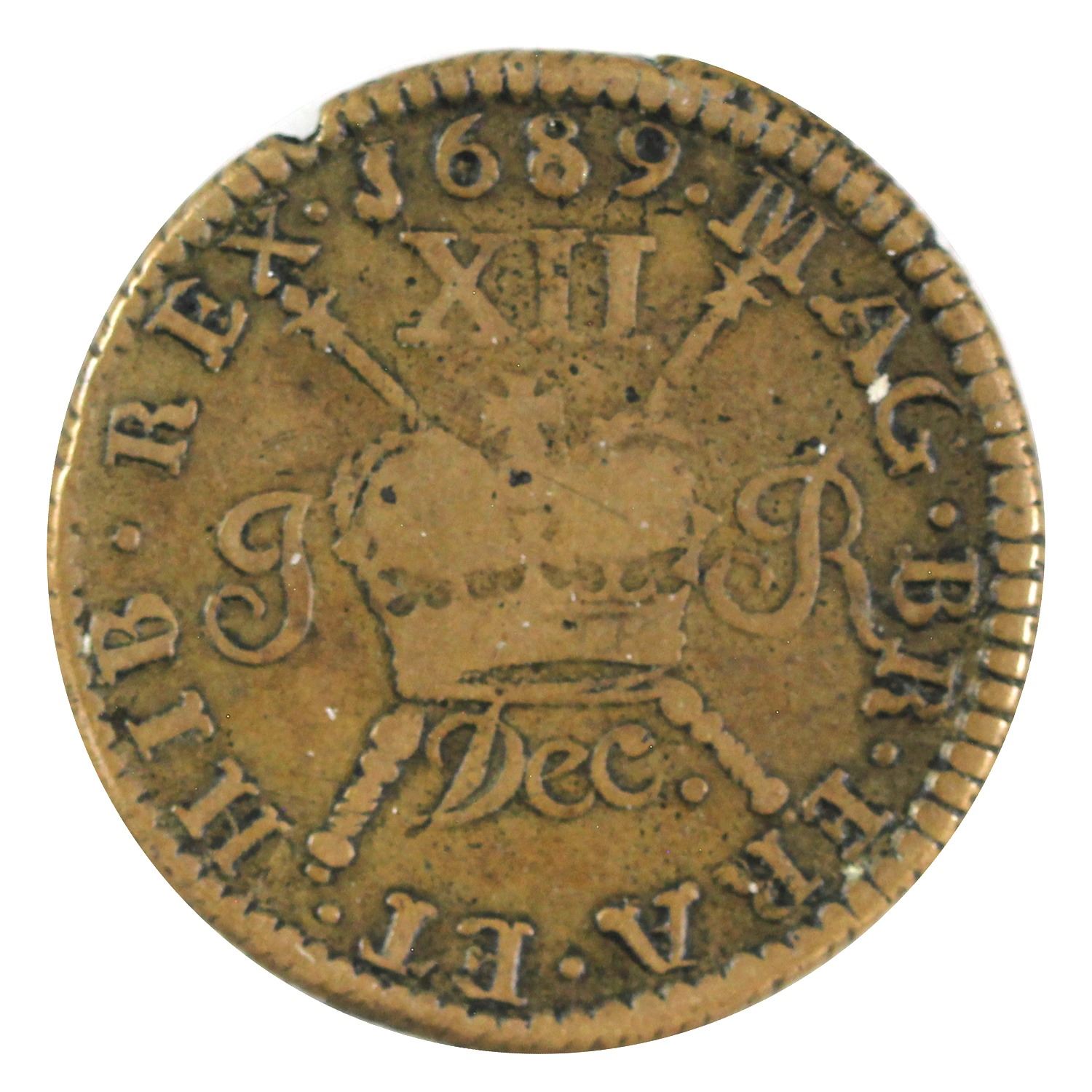1689 Ireland, Gun Money Shilling, James II, VF