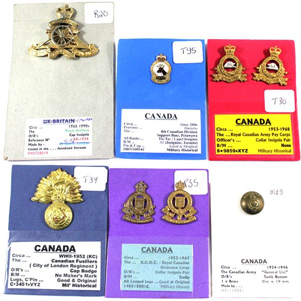 Lot of 5x Assorted Canada Army Insignias. Includes 2x Ordnance Corps ...