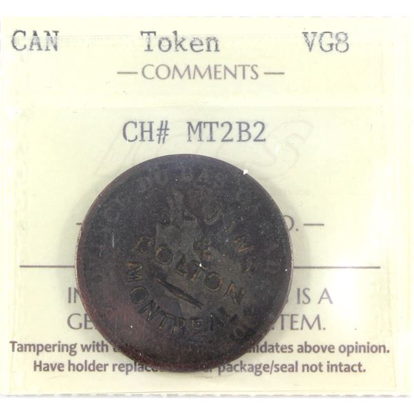 Token, Canada CH# MT2B2 ICCS Certified VG-8. Devins & Bolton Montreal ...