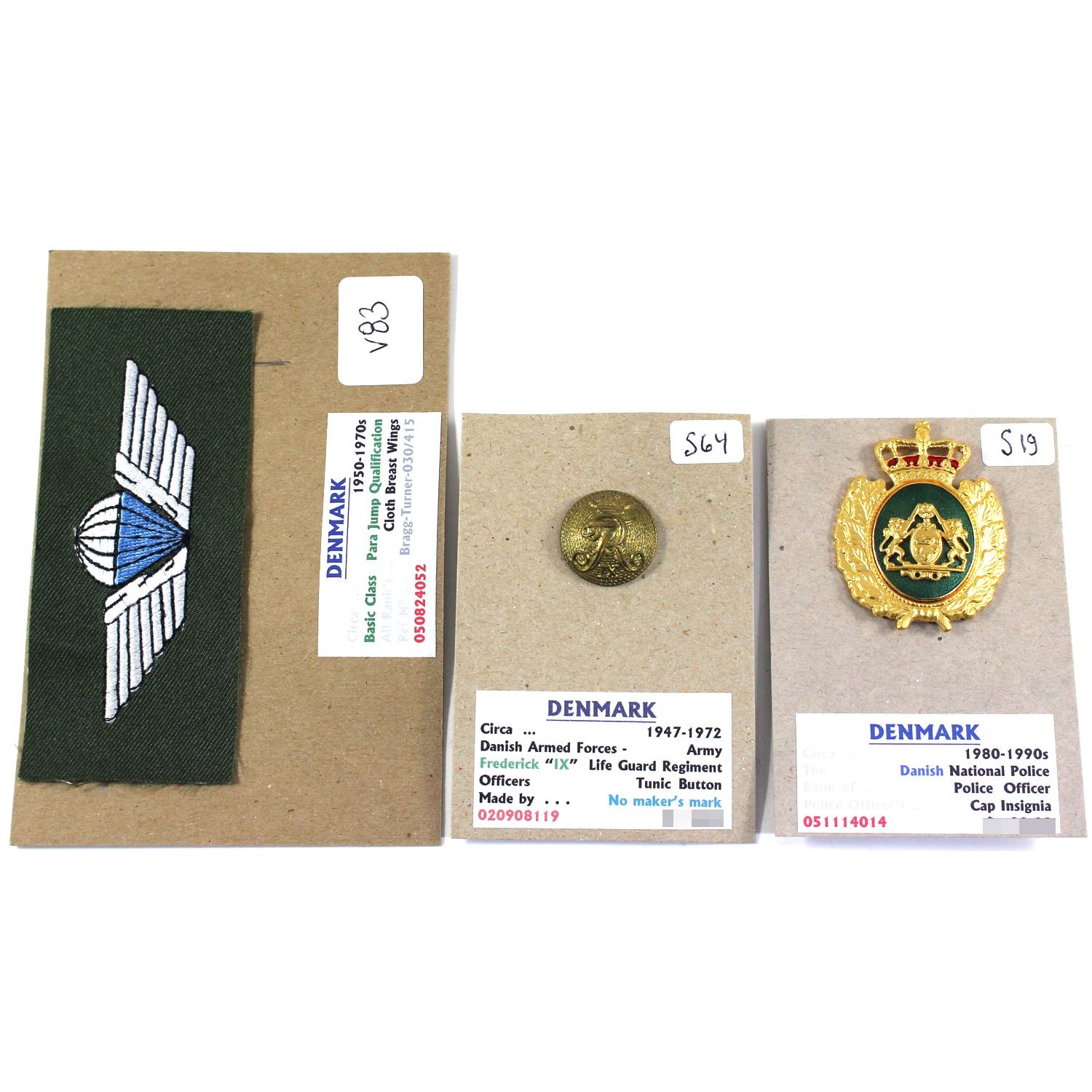 3x Denmark Badges and Patches. Includes Danish National Police cap ...