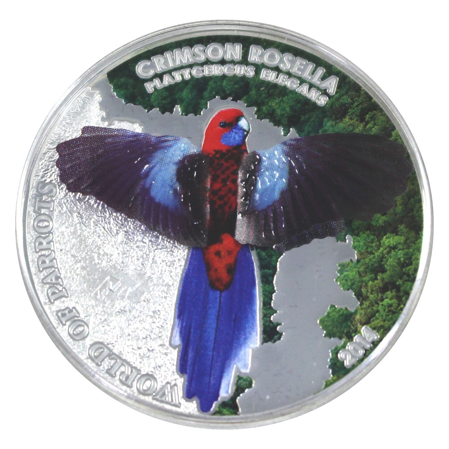 2014 Cook Islands $5 World of Parrots-Crimson Rosella, Sterling Silver ...