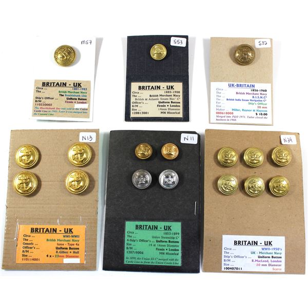 Lot of 17x Assorted Great Britain Merchant Navy Uniform Buttons ...