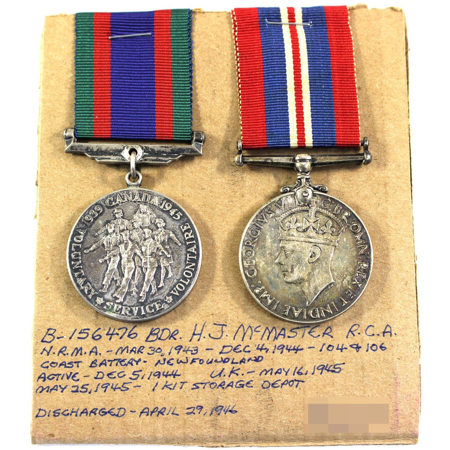 Lot of 2x WWII Medals with Ribbons. Includes Voluntary Service Medal ...