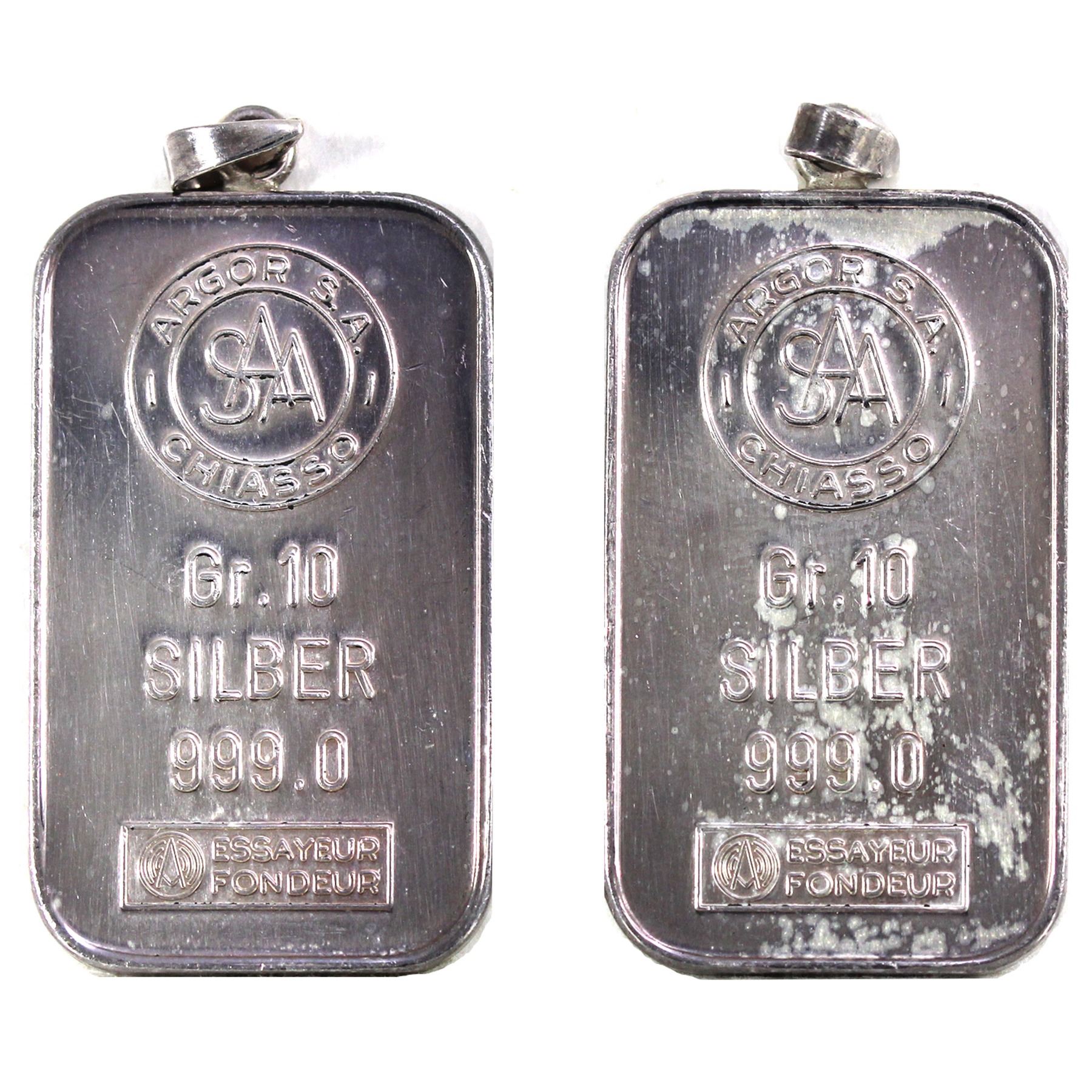 Rare! Pair of Argor S.A. Chiasso 10 Gram-Dow Banking Corporation .999 ...