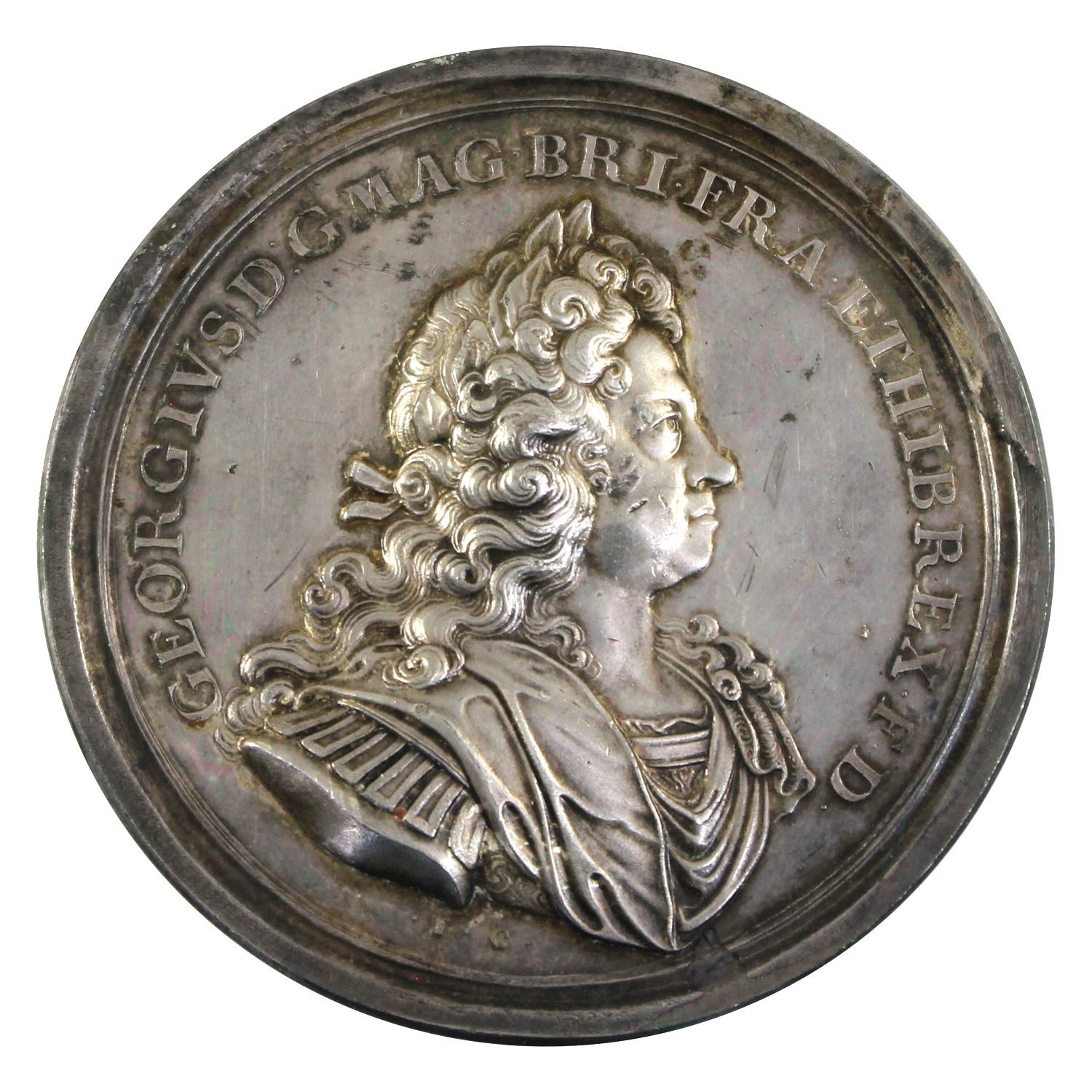 1714 George I Arrival in England Silver Medal (Eimer#466). This 67mm ...