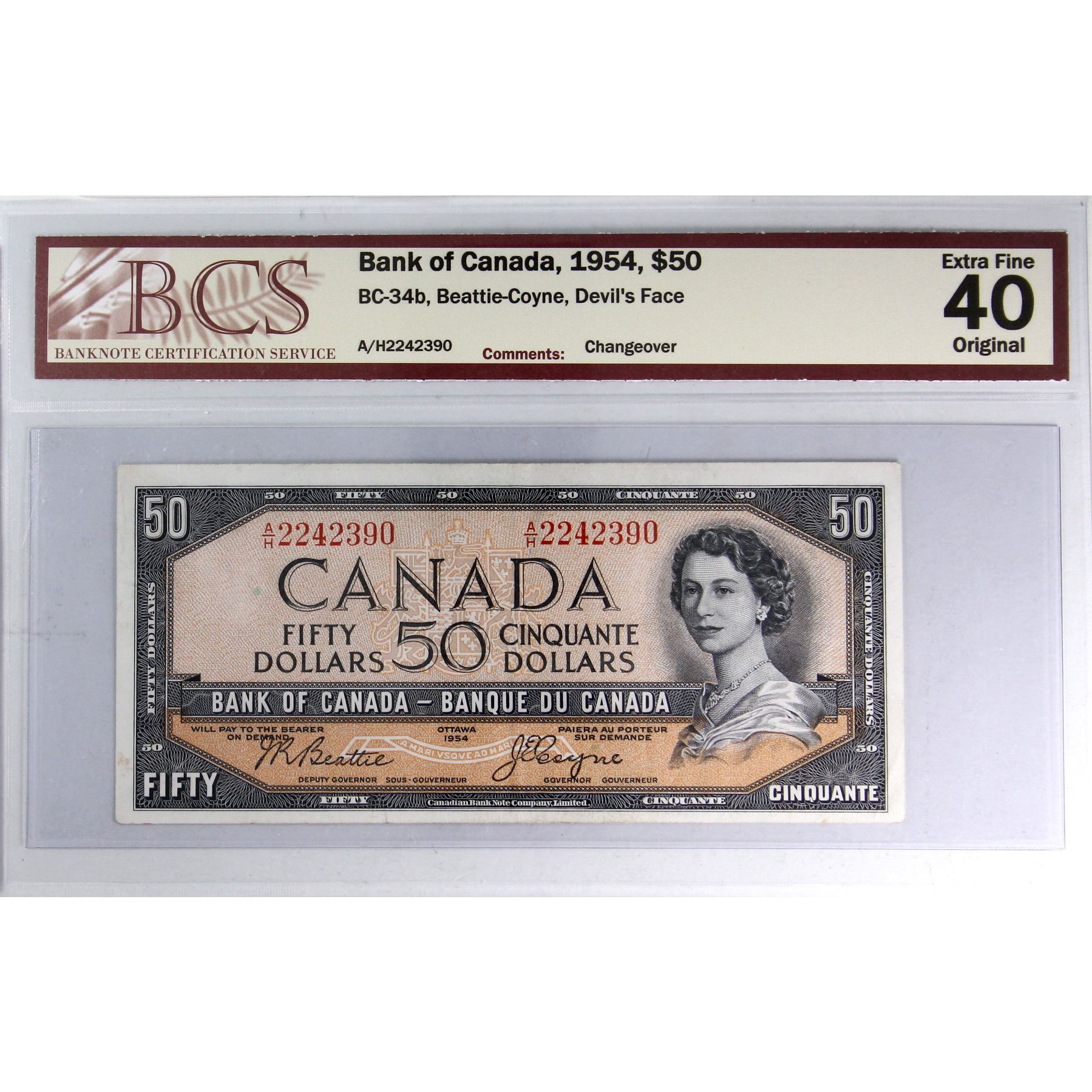 BC-34b 1954 Devil's Face $50 BCS EF40 Original Beattie-Coyne S/N: A/H2242390