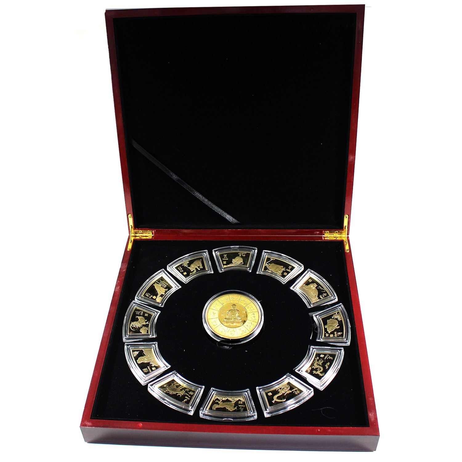 *Chinese Lunar Calendar 13-piece 24k Gold-plated Copper Medallion Set