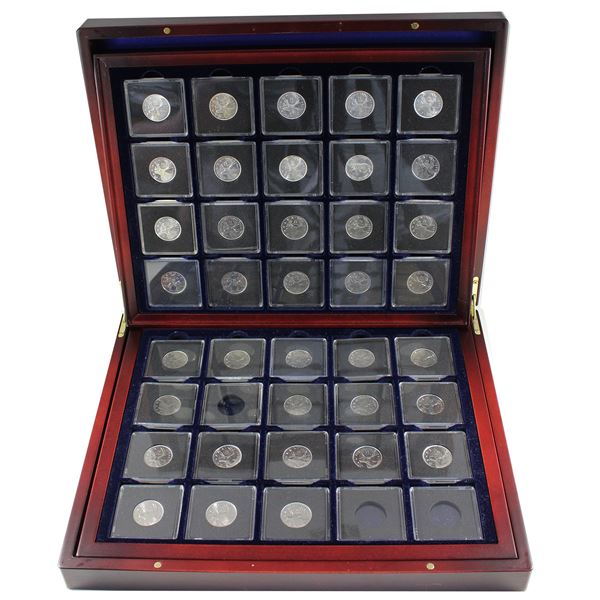 *Lot of 37x 1959 through 1991 Canada 25-cent Coins in Deluxe Wooden ...