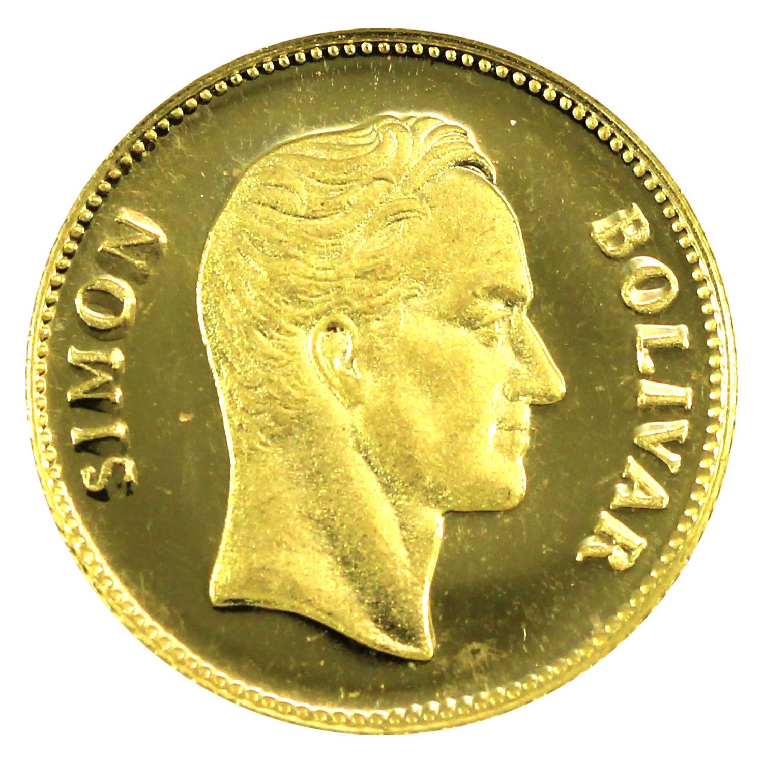 1975 Venezuela Simon Volivar 'Libre Dios Lo Quiso' .900 Gold Coin ...