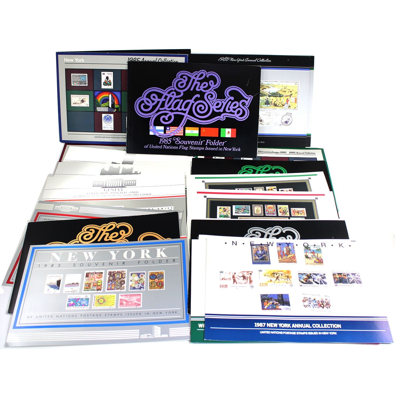 Lot of 24x 1980s United Nations Postage Stamp Souvenir Folders. 24pcs.