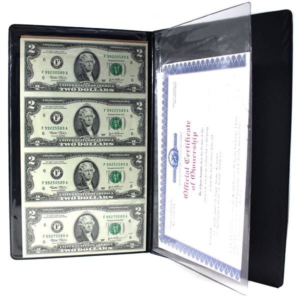 2003 World Reserve Monetary Exchange United States Uncut Sheet of 4x $2 ...