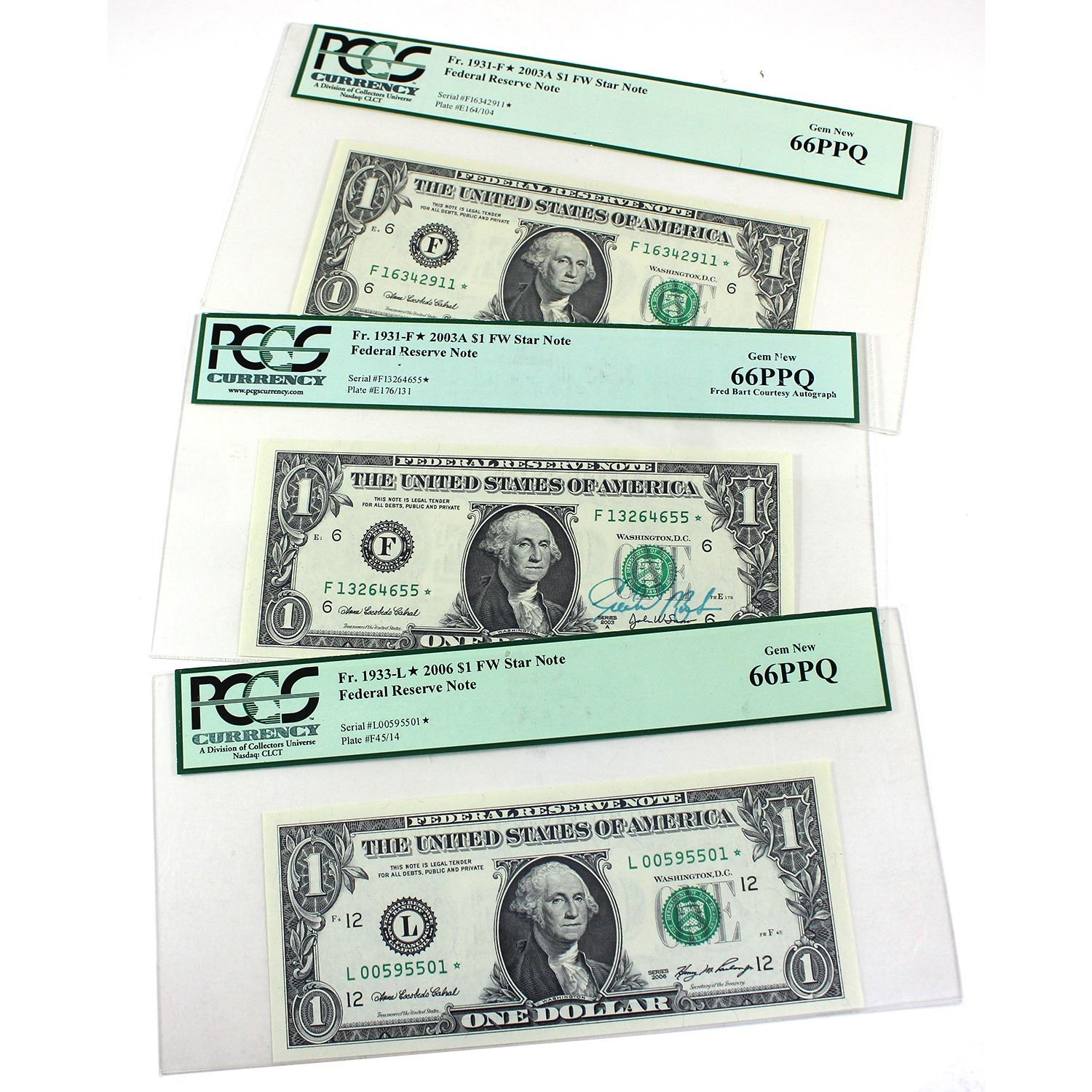 Fr. 1931-F $1 2003A FW & FR. 1933-L $1 2006 FW Federal Reserve Notes ...