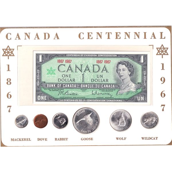 1967 Canada Centennial Coin and Bill Collection. Includes 1x $1 Bill ...