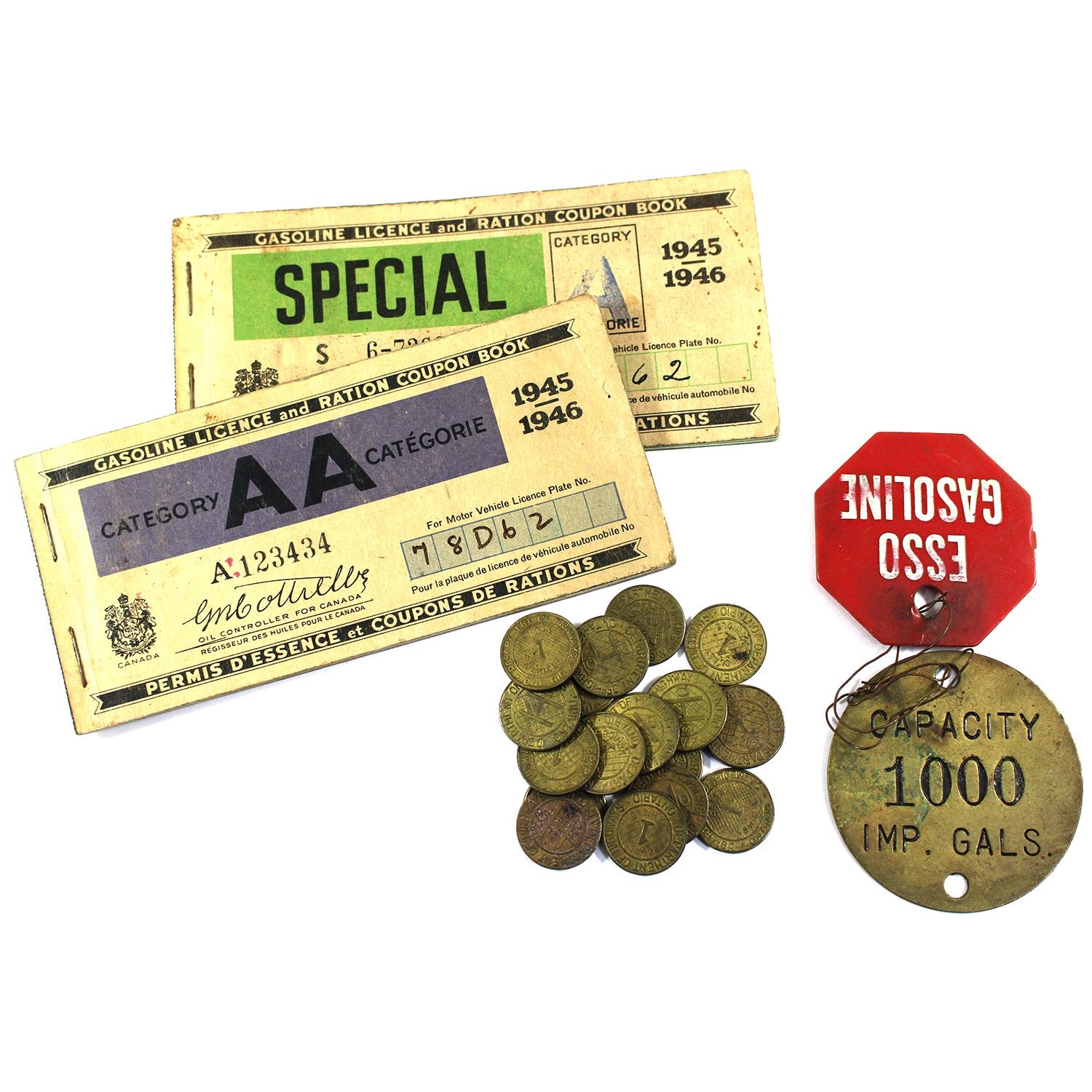 Lot of 21x Assorted Canadian Gas Tokens & Ration Books. A Unique ...