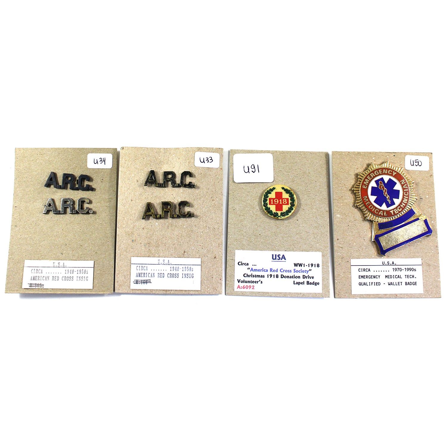 Lot of 6x USA Medical Industry Pins and Badge. Includes 1918 Christmas ...