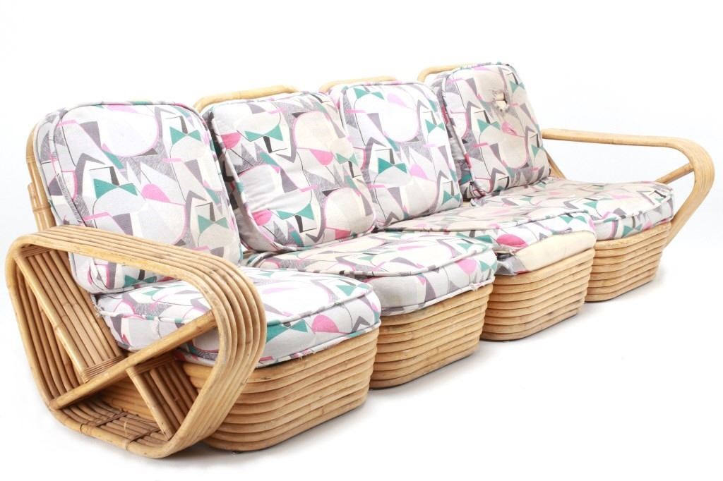 Original Paul Frankel Pretzel Rattan Couch c 1960s | Barnebys