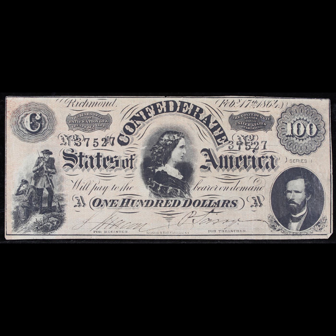 $100 Confederate bill, 1864 Lucy Holcombe Pickens, the Queen of the ...