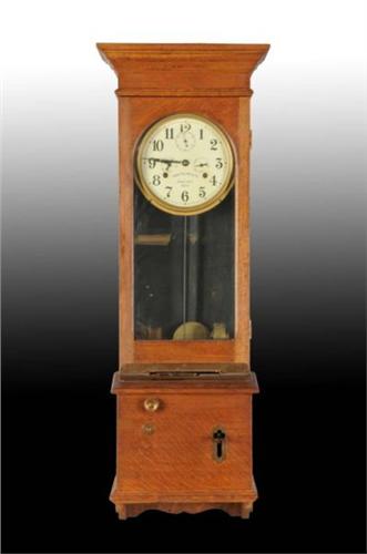 Oak Case Simplex Time Recorder Clock.