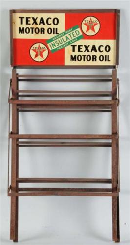 Metal & Tin Texaco Oil Can Rack.