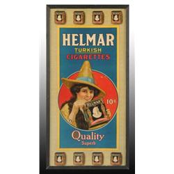Cardboard Helmar Cigarettes Sign.