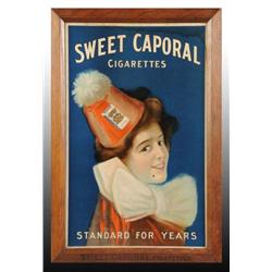 Cardboard Sweet Caporal Cigarettes Sign.