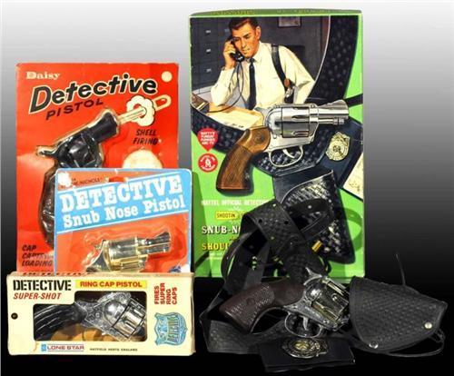 Lot of 4: Detective Toy Cap Guns.