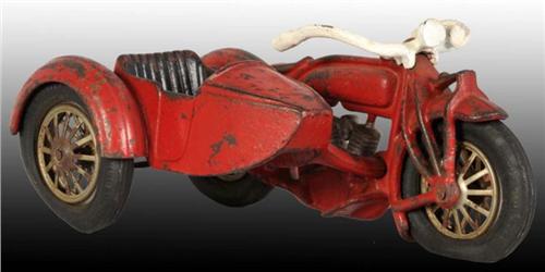Cast Iron Hubley Motorcycle Toy with Sidecar.