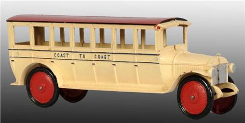 Cast Iron Dent Coast to Coast Bus Toy.