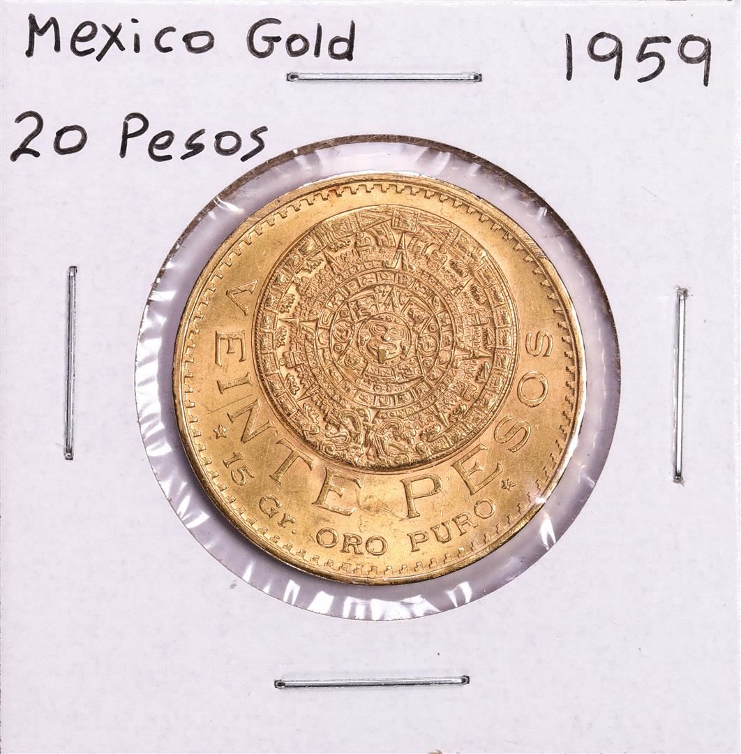 1959 Mexico 20 Pesos Gold Coin